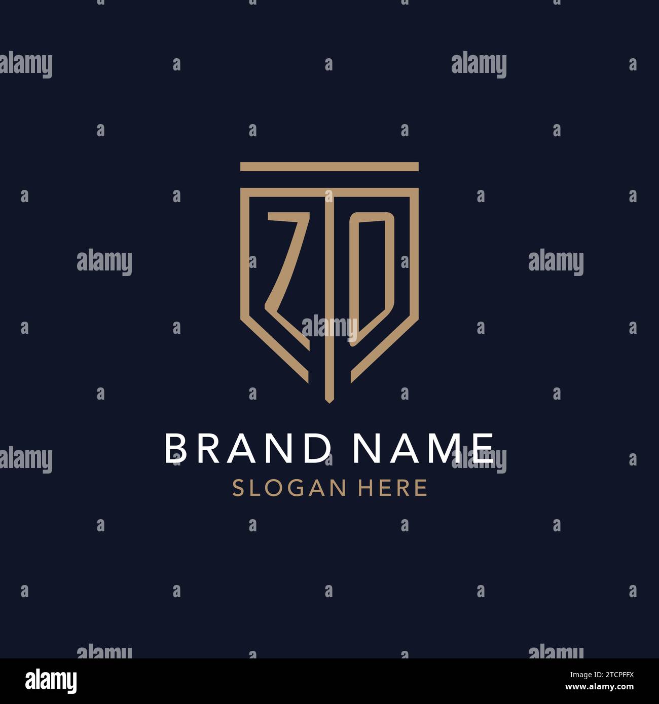 ZO initial logo monogram with simple luxury shield icon design ...