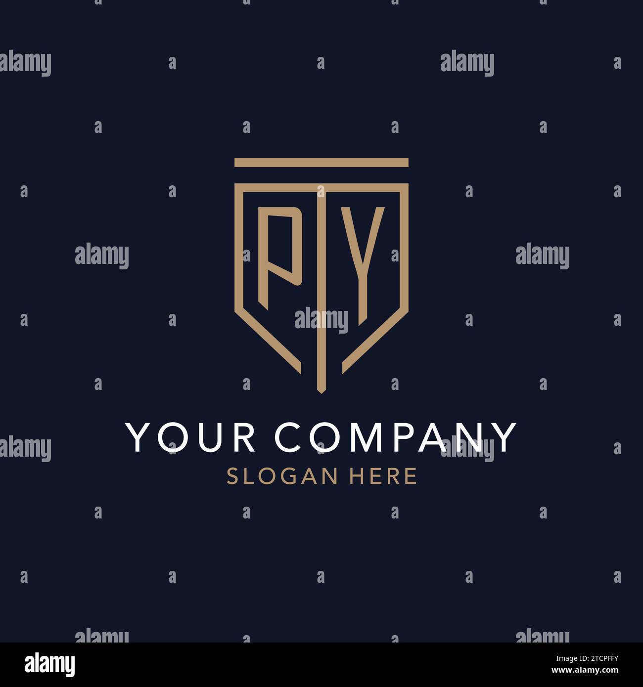 PY initial logo monogram with simple luxury shield icon design ...