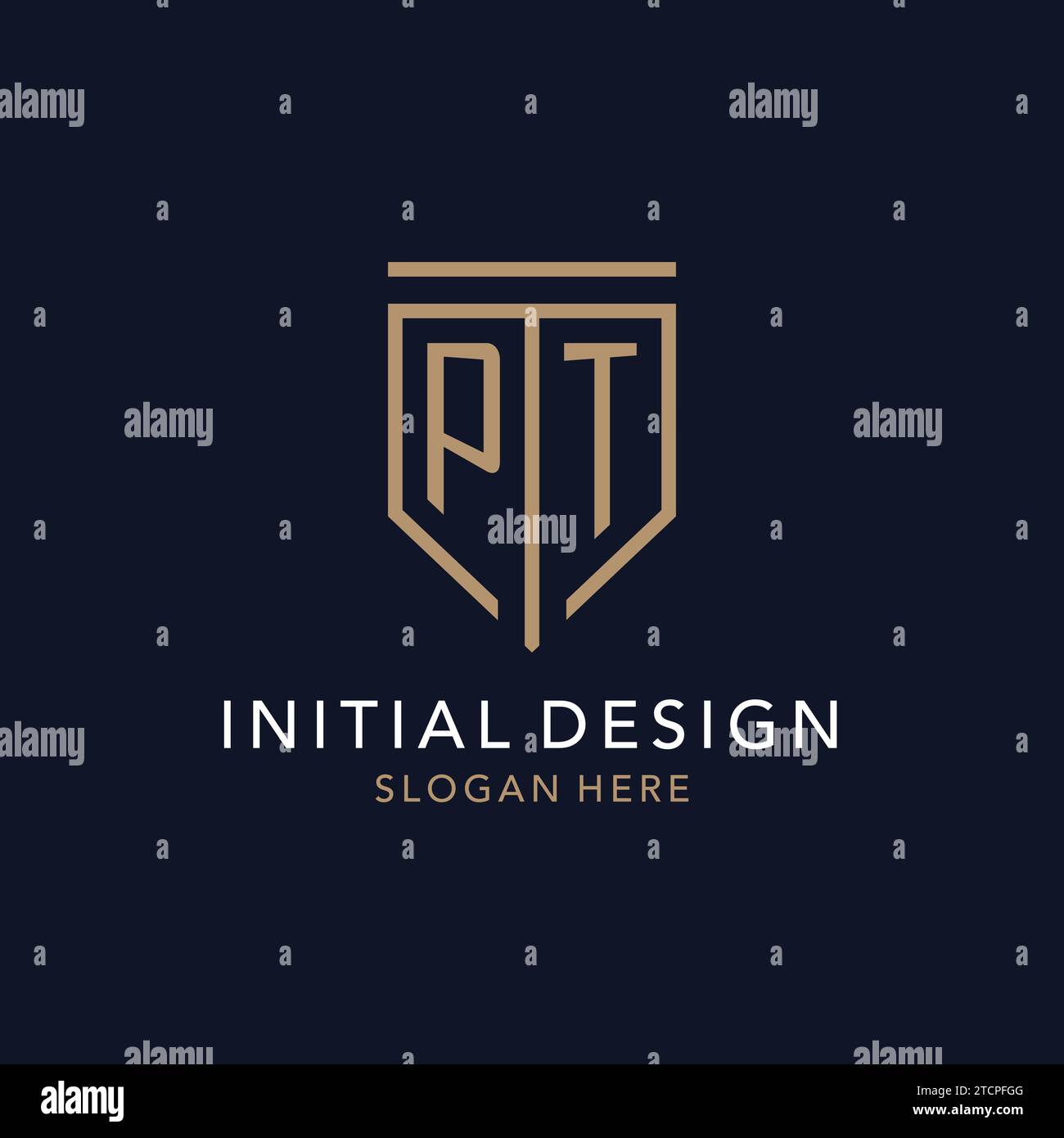PT initial logo monogram with simple luxury shield icon design ...