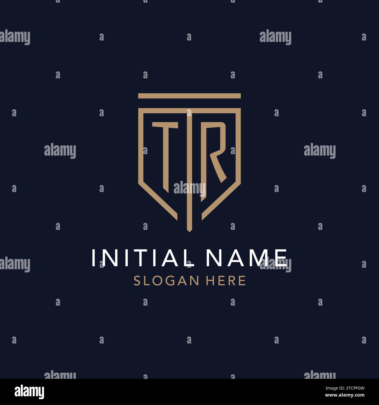 TR initial logo monogram with simple luxury shield icon design ...