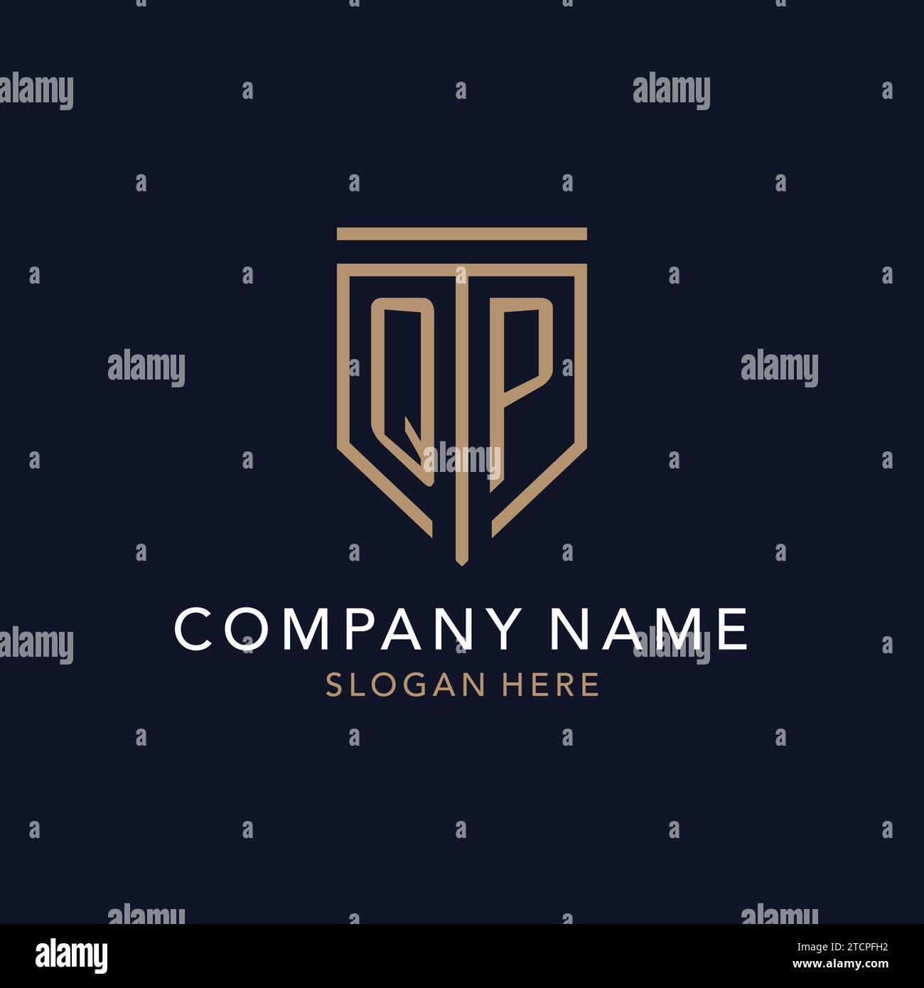 QP initial logo monogram with simple luxury shield icon design ...
