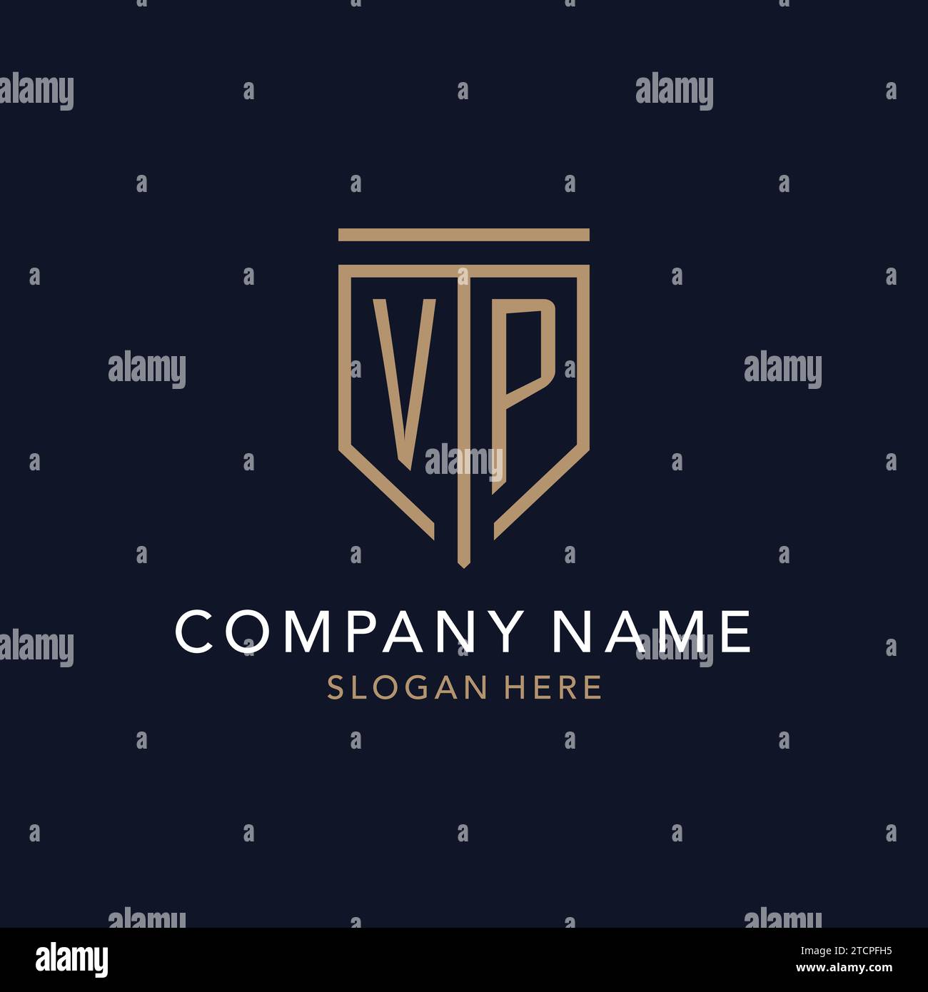 VP initial logo monogram with simple luxury shield icon design ...