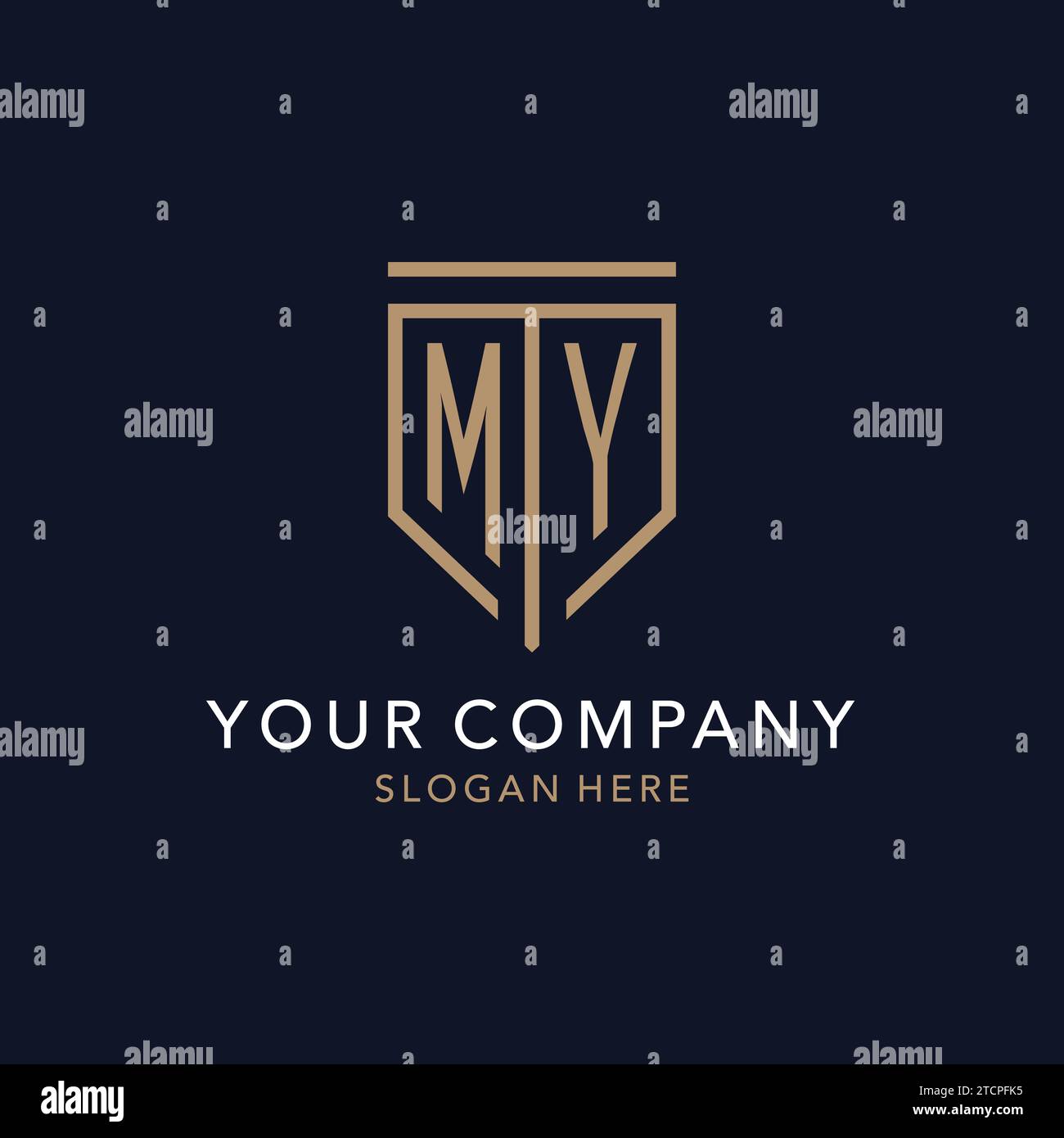 MY initial logo monogram with simple luxury shield icon design ...