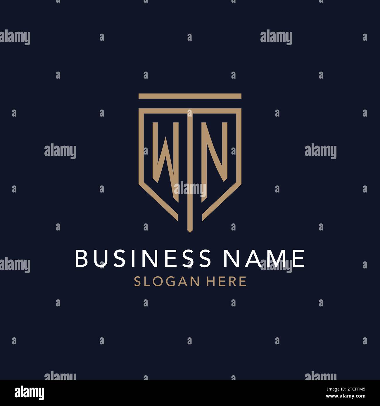 WN initial logo monogram with simple luxury shield icon design ...