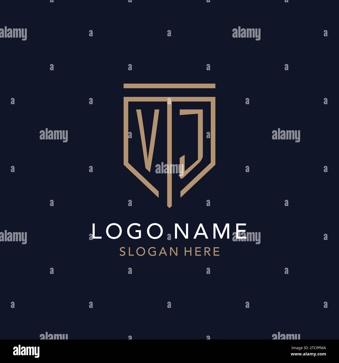 VJ initial logo monogram with simple luxury shield icon design ...