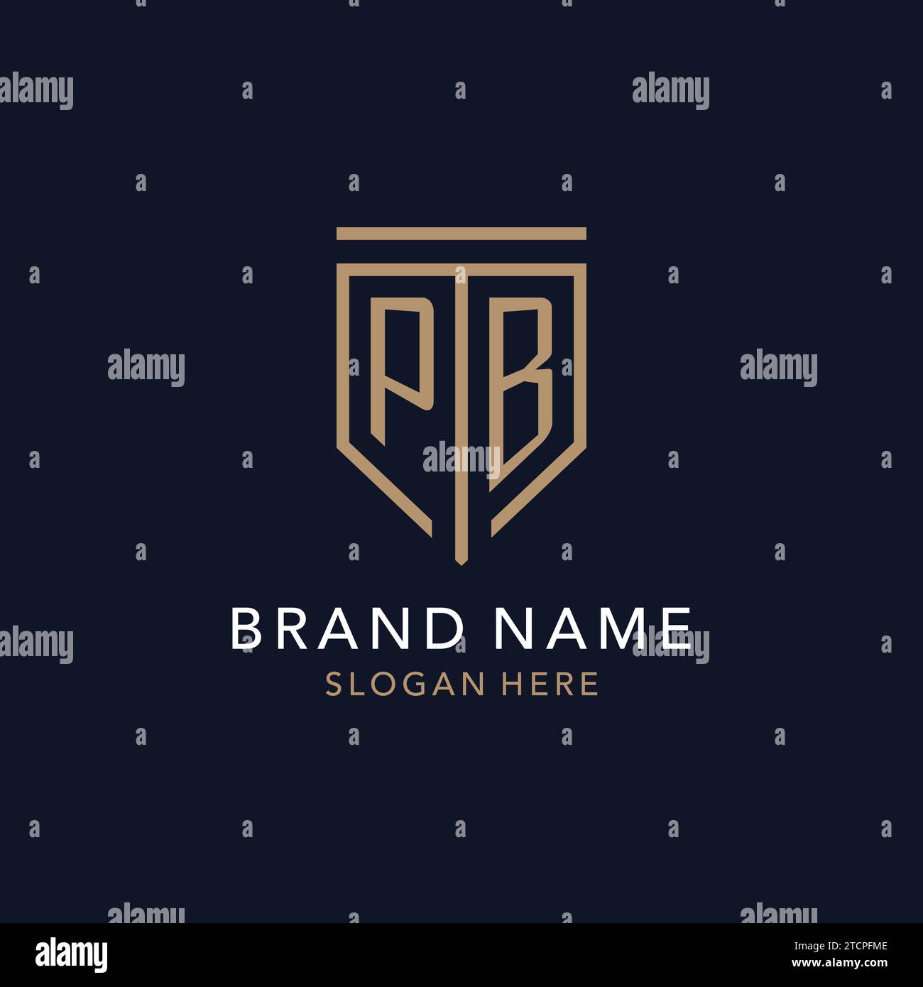 PB initial logo monogram with simple luxury shield icon design ...