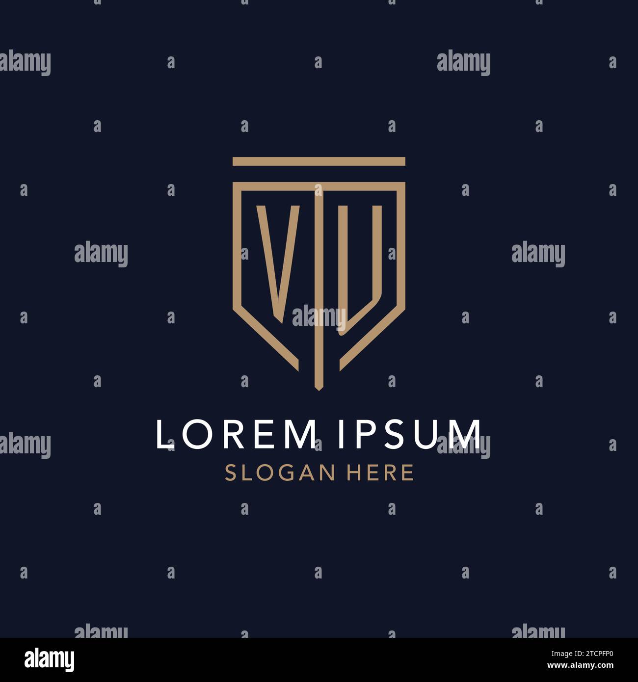VU initial logo monogram with simple luxury shield icon design ...