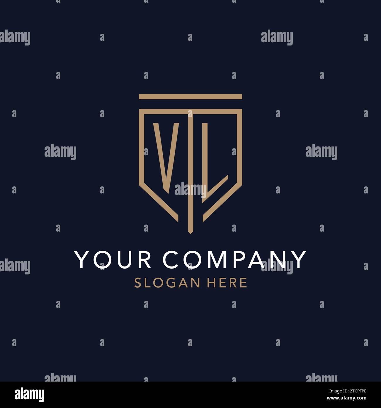 VL initial logo monogram with simple luxury shield icon design ...