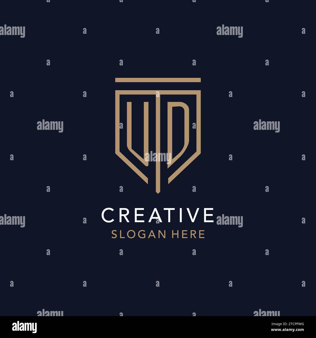 UD initial logo monogram with simple luxury shield icon design ...