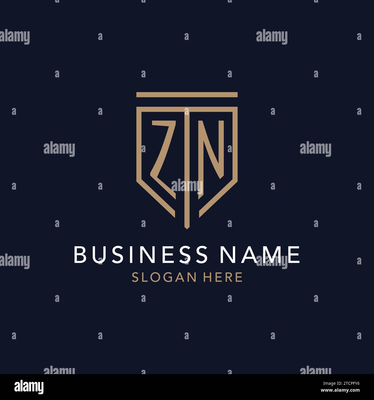 ZN initial logo monogram with simple luxury shield icon design inspiration Stock Vector Image ...