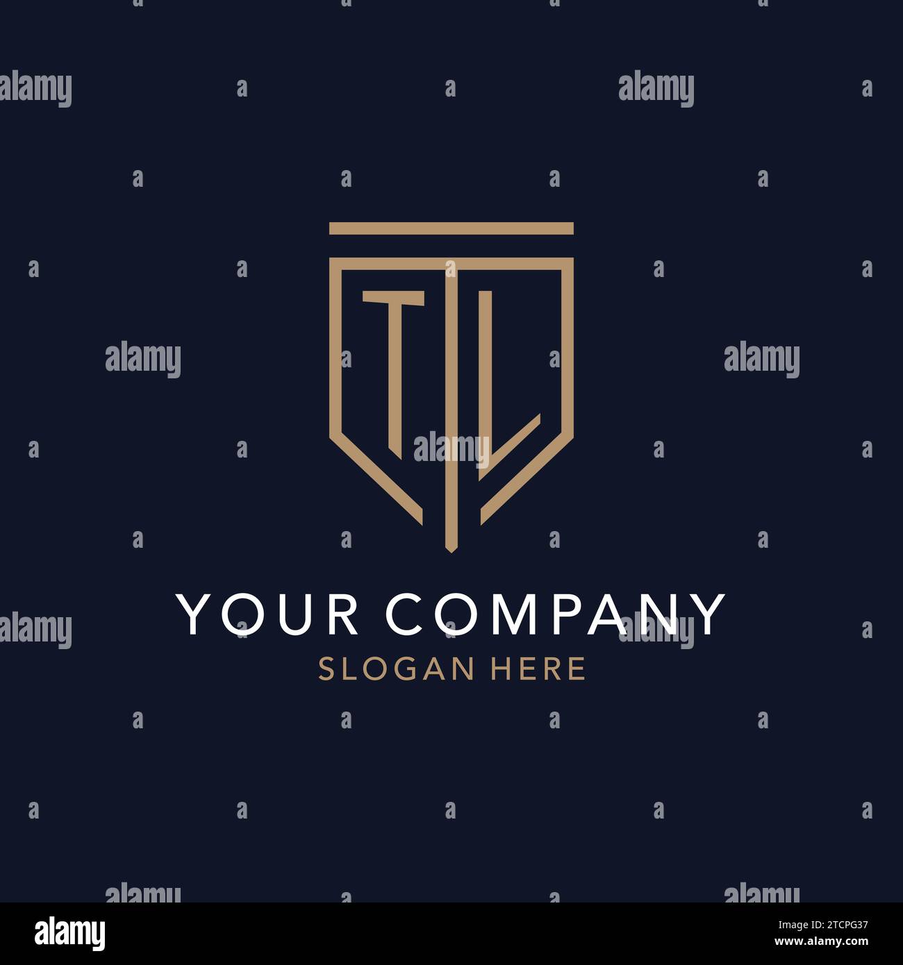TL initial logo monogram with simple luxury shield icon design ...