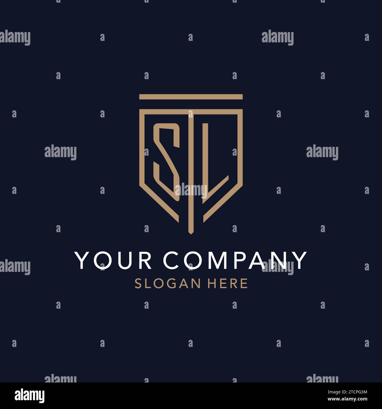SL initial logo monogram with simple luxury shield icon design ...