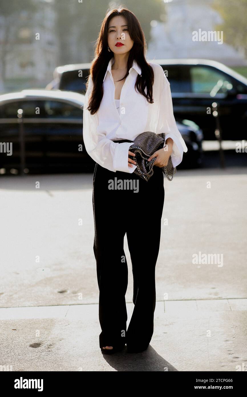 Street style, Li Zeng arriving at Stella McCartney Spring Summer 2024 ...