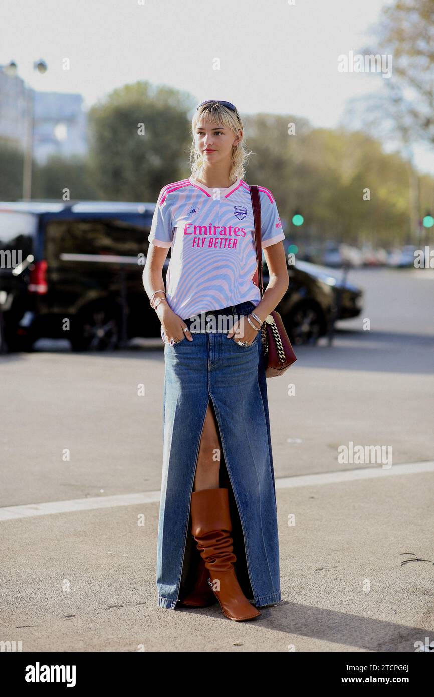 Street style, Mia Regan arriving at Stella McCartney Spring Summer 2024 ...