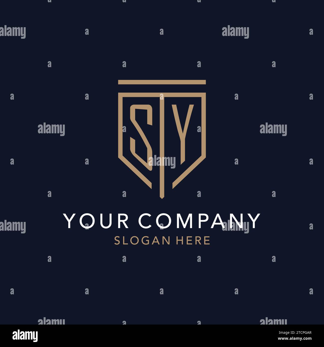 SY initial logo monogram with simple luxury shield icon design ...