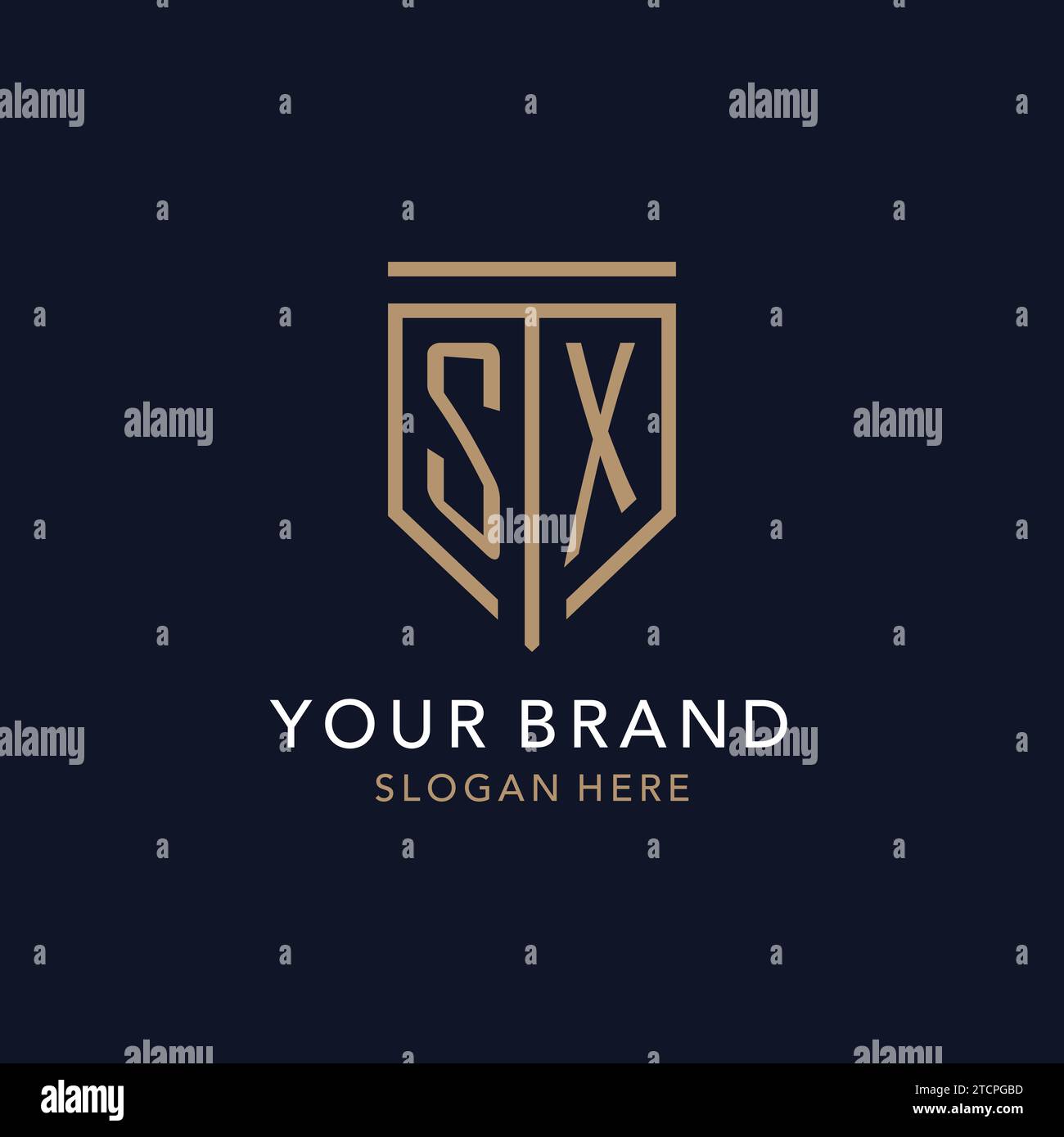 SX initial logo monogram with simple luxury shield icon design ...