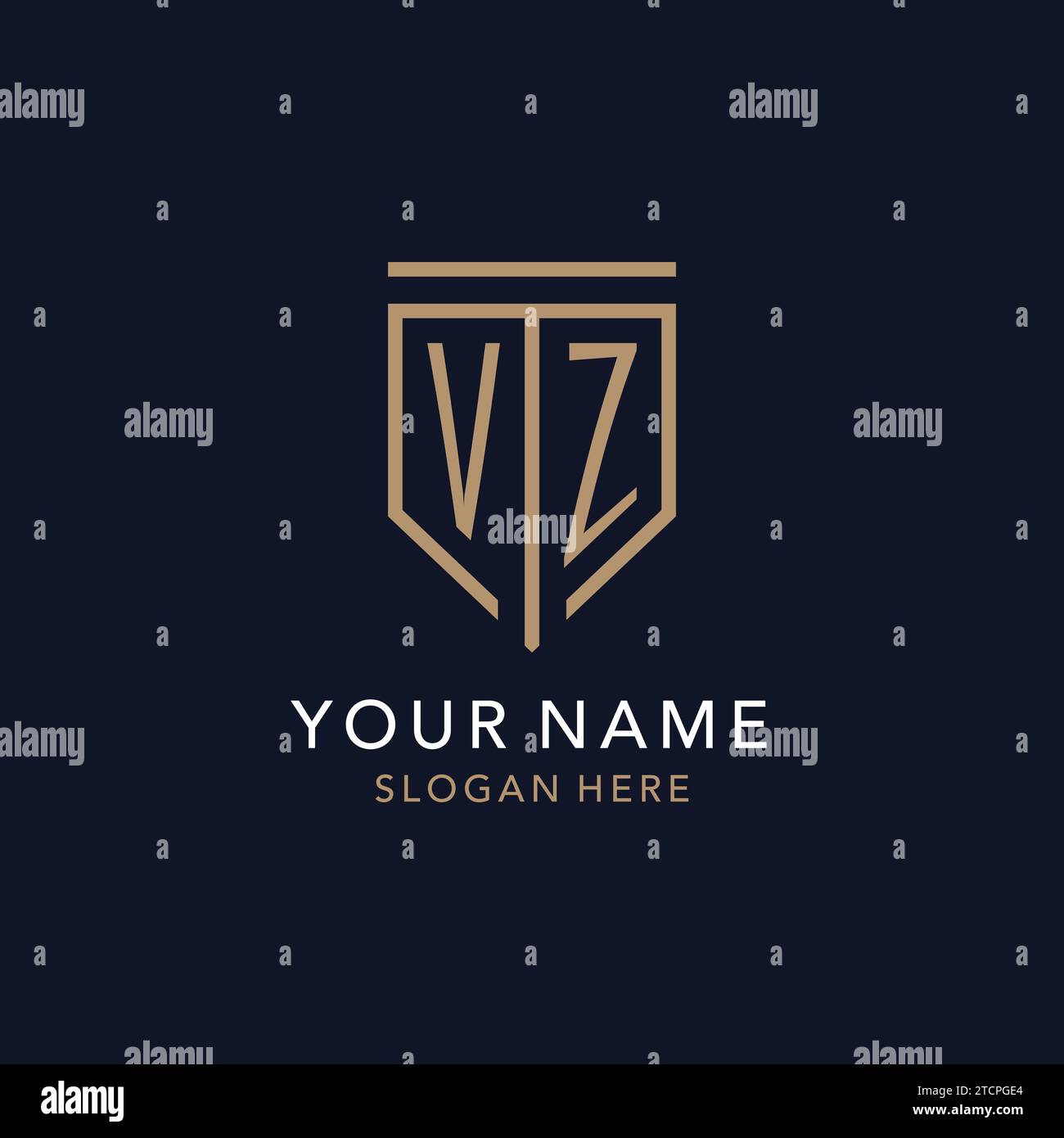 VZ initial logo monogram with simple luxury shield icon design ...
