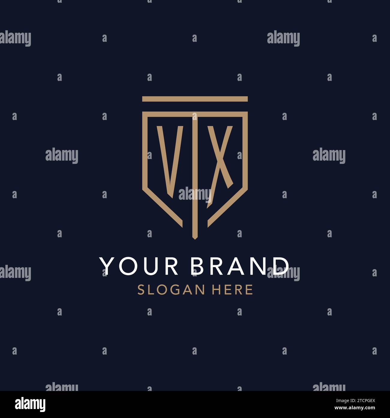 VX initial logo monogram with simple luxury shield icon design ...