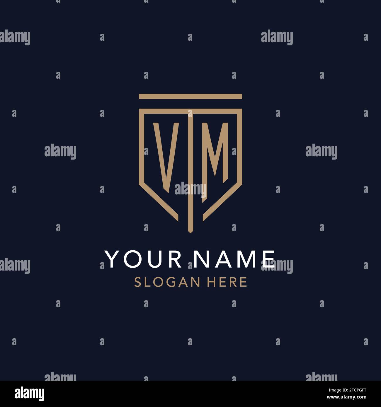 VM initial logo monogram with simple luxury shield icon design ...