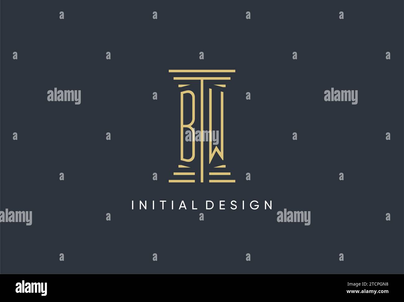 BW initial monogram with pillar shape logo design inspiration Stock ...