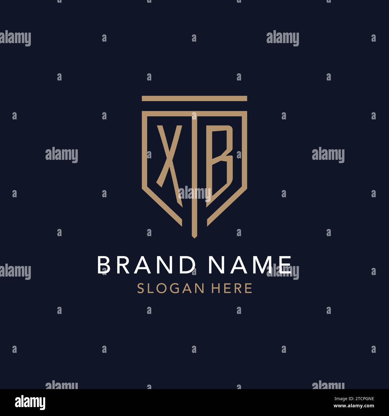 XB initial logo monogram with simple luxury shield icon design ...