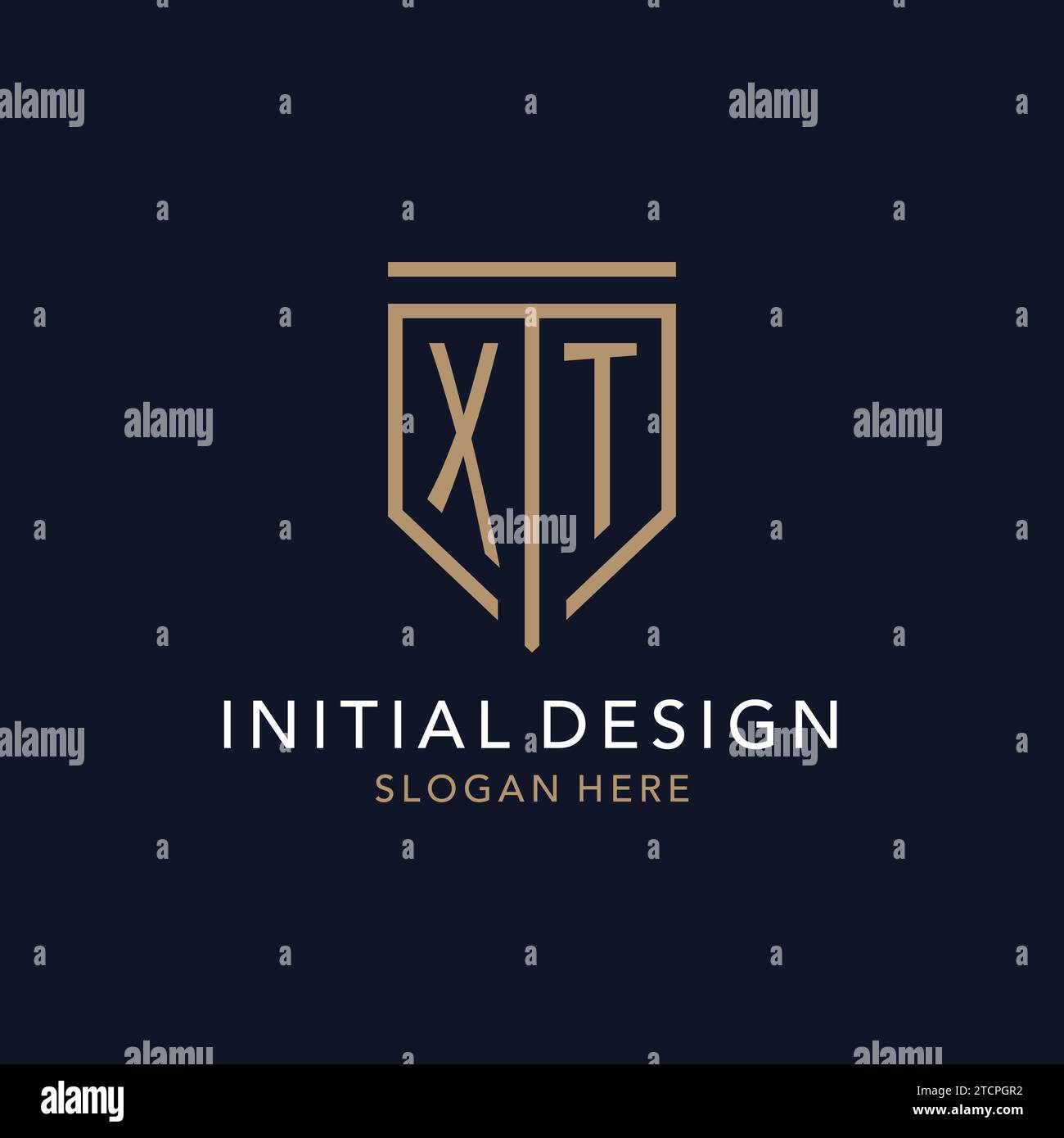 XT initial logo monogram with simple luxury shield icon design ...