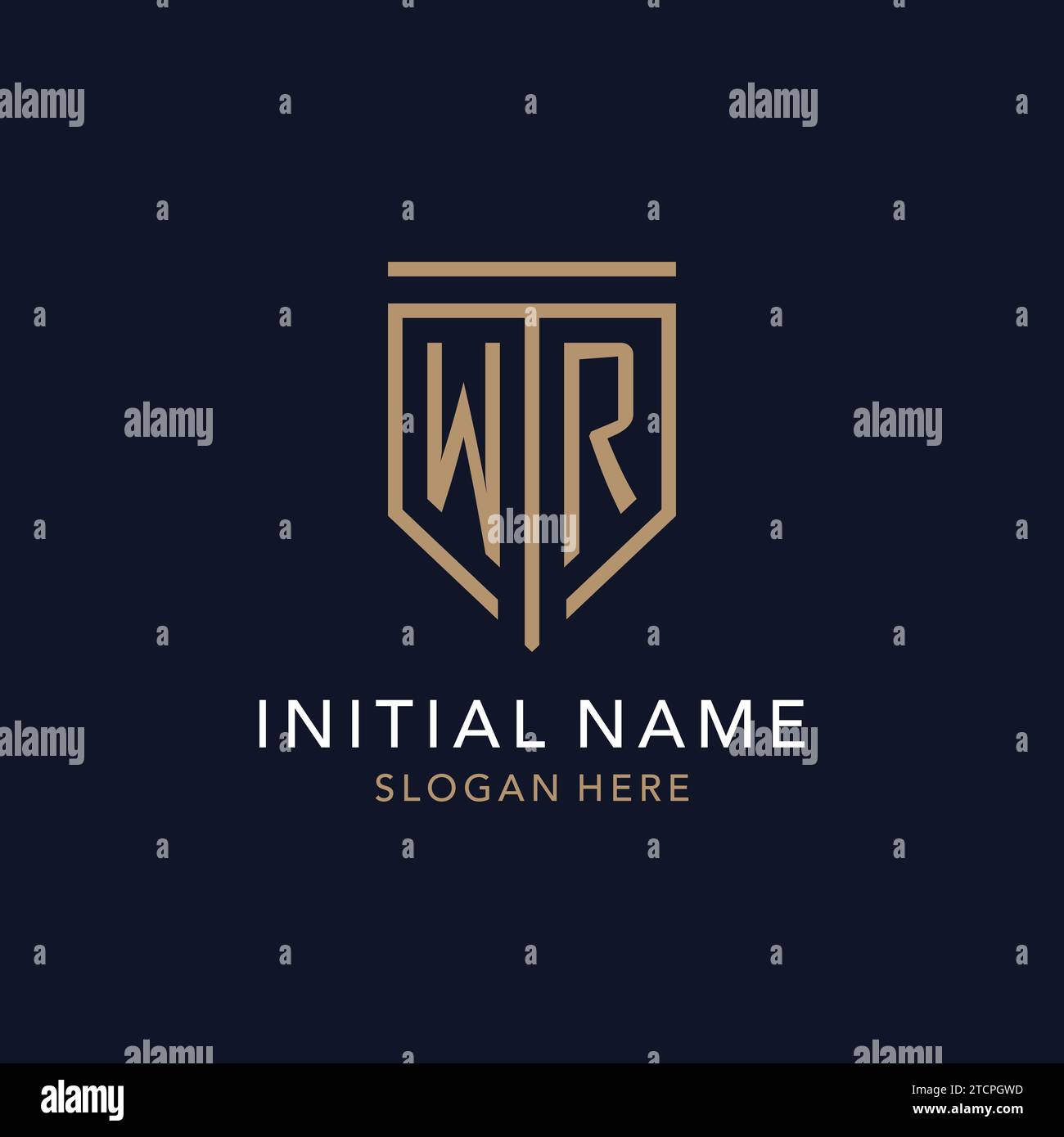 WR initial logo monogram with simple luxury shield icon design ...