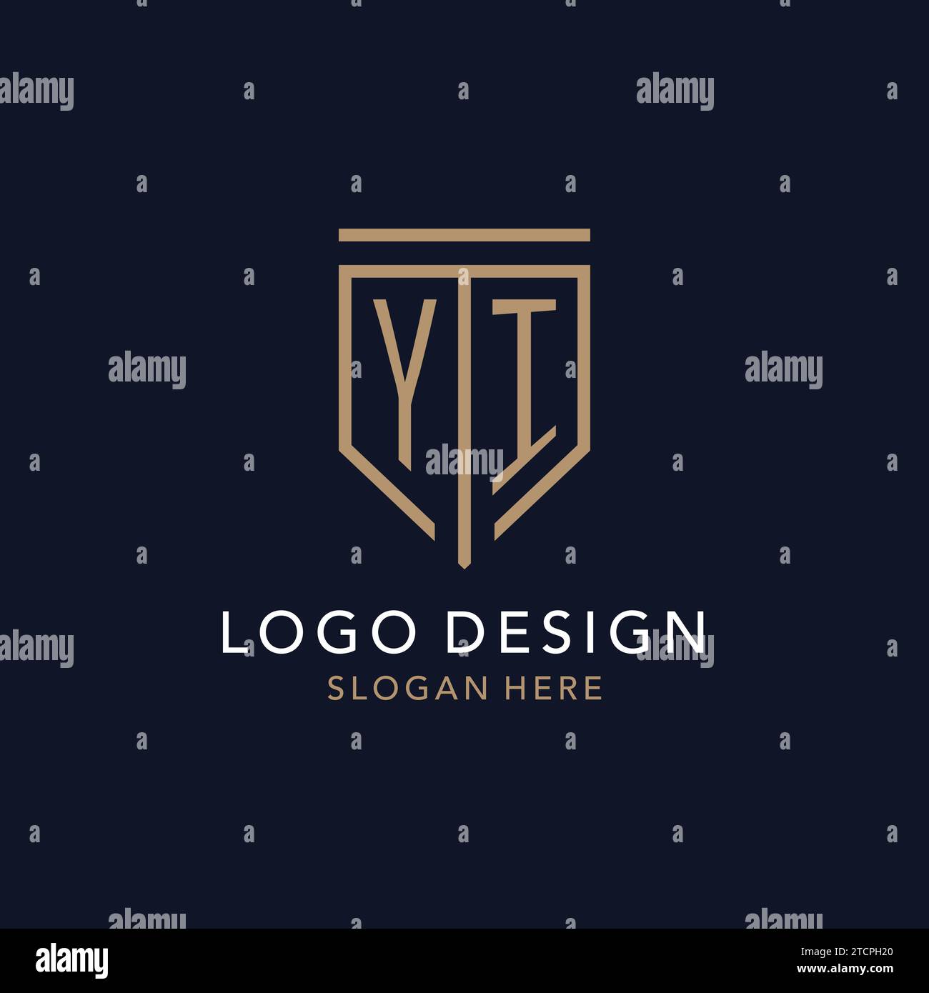 YI initial logo monogram with simple luxury shield icon design ...
