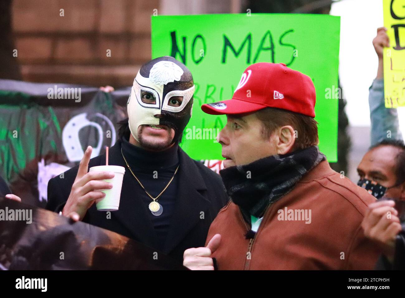 Non Exclusive: Members of the wrestling union protest to demand the ...