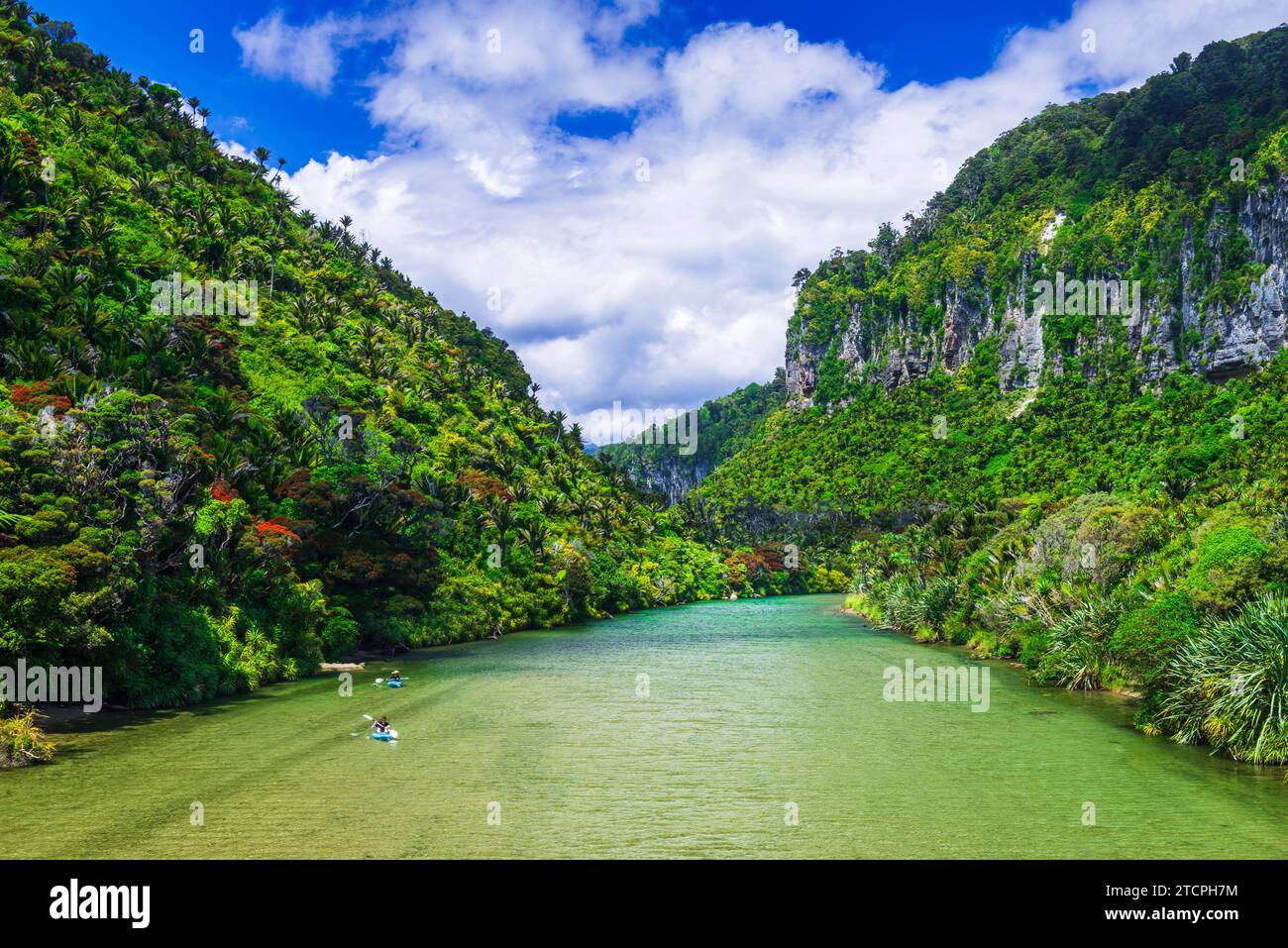 Kayaks on the Pororari River, Paparoa National Park, Punakaiki, New ...