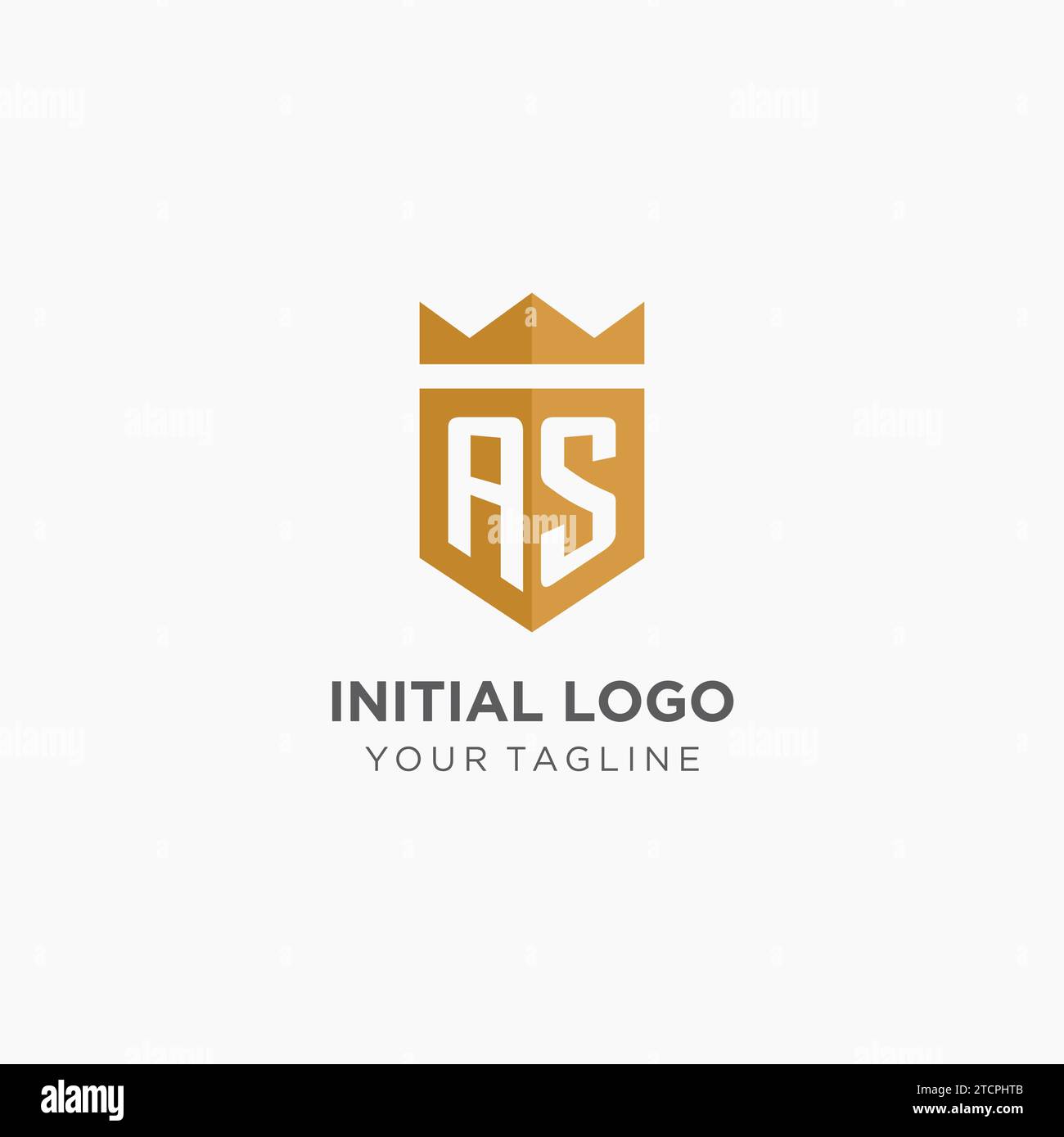 Monogram AS logo with geometric shield and crown, luxury elegant initial logo design vector ...