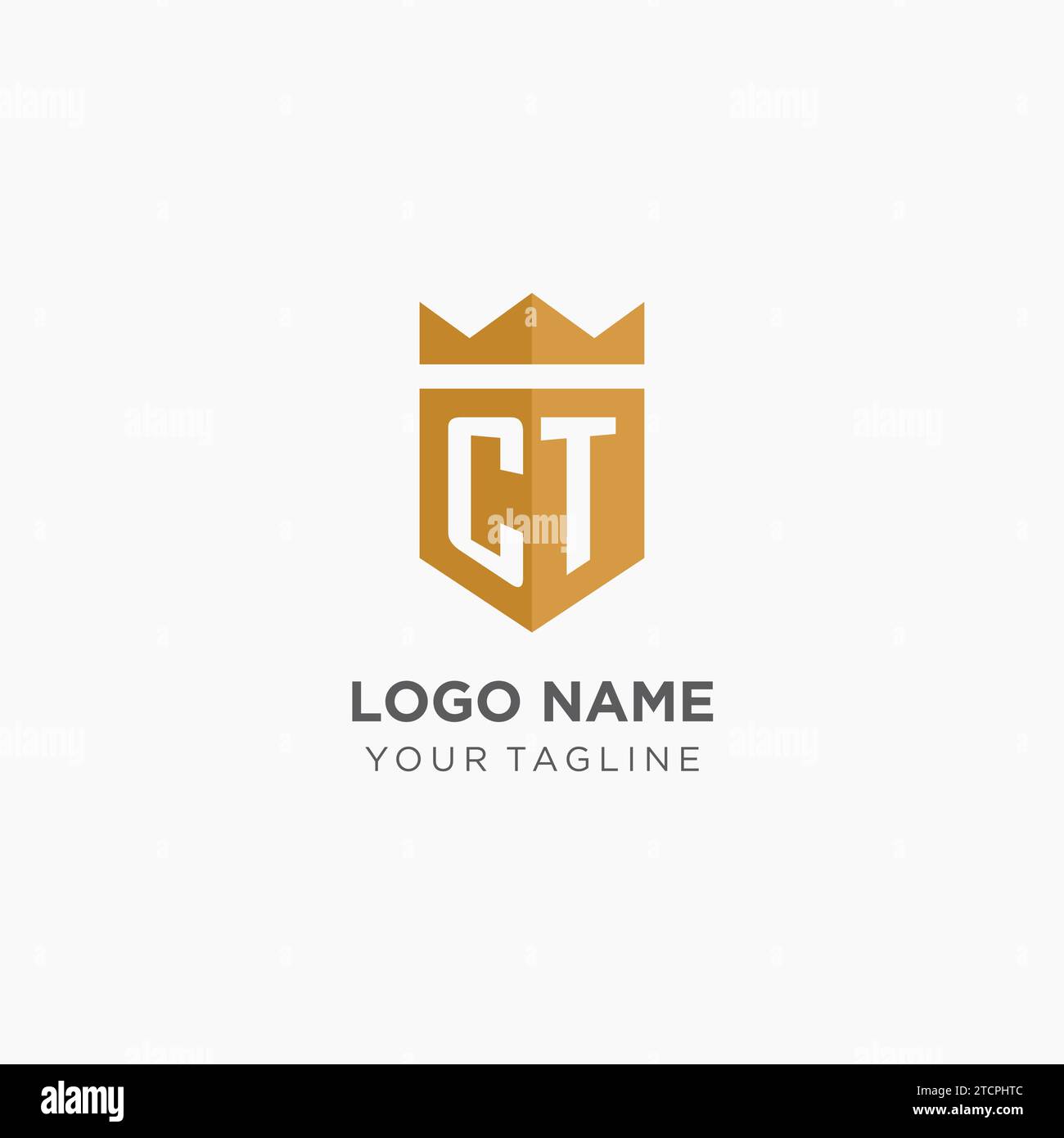 Monogram CT logo with geometric shield and crown, luxury elegant ...