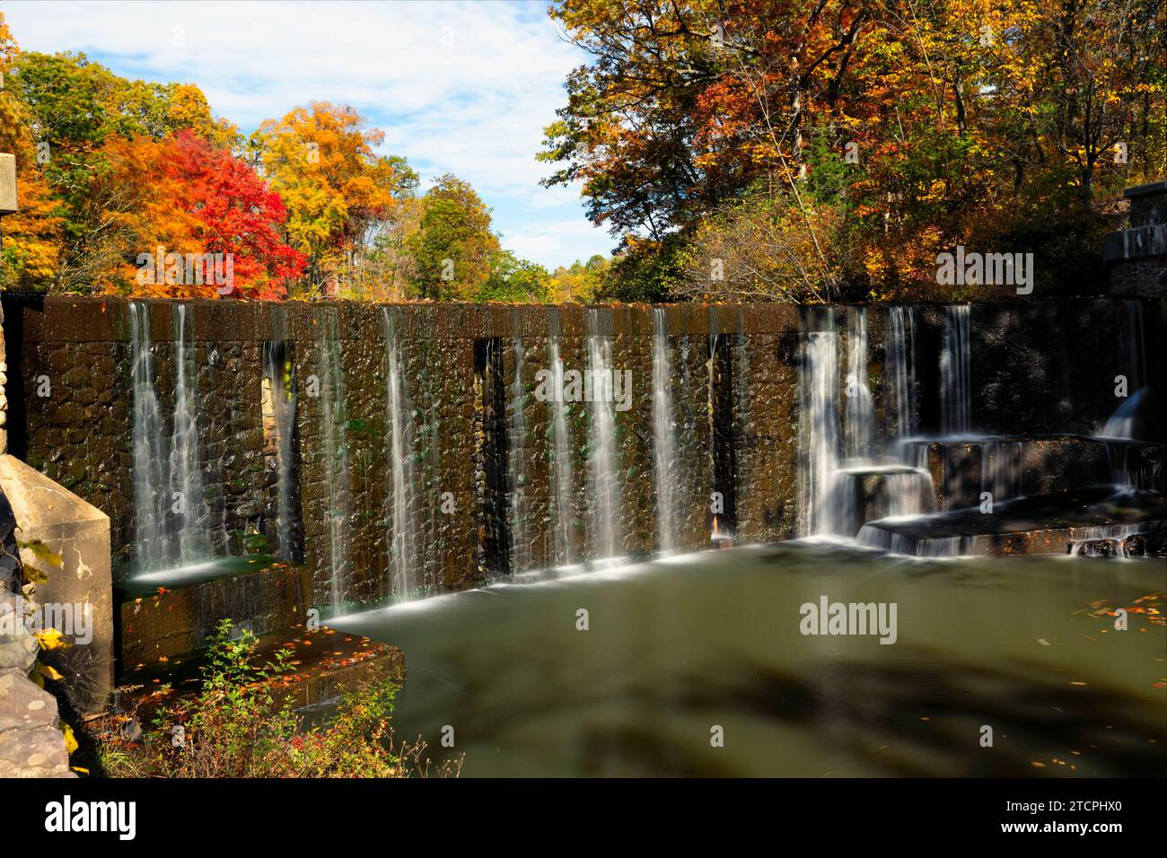 Seeley's Pond Waterfall During Fall Season, Watchung, Union County, New ...
