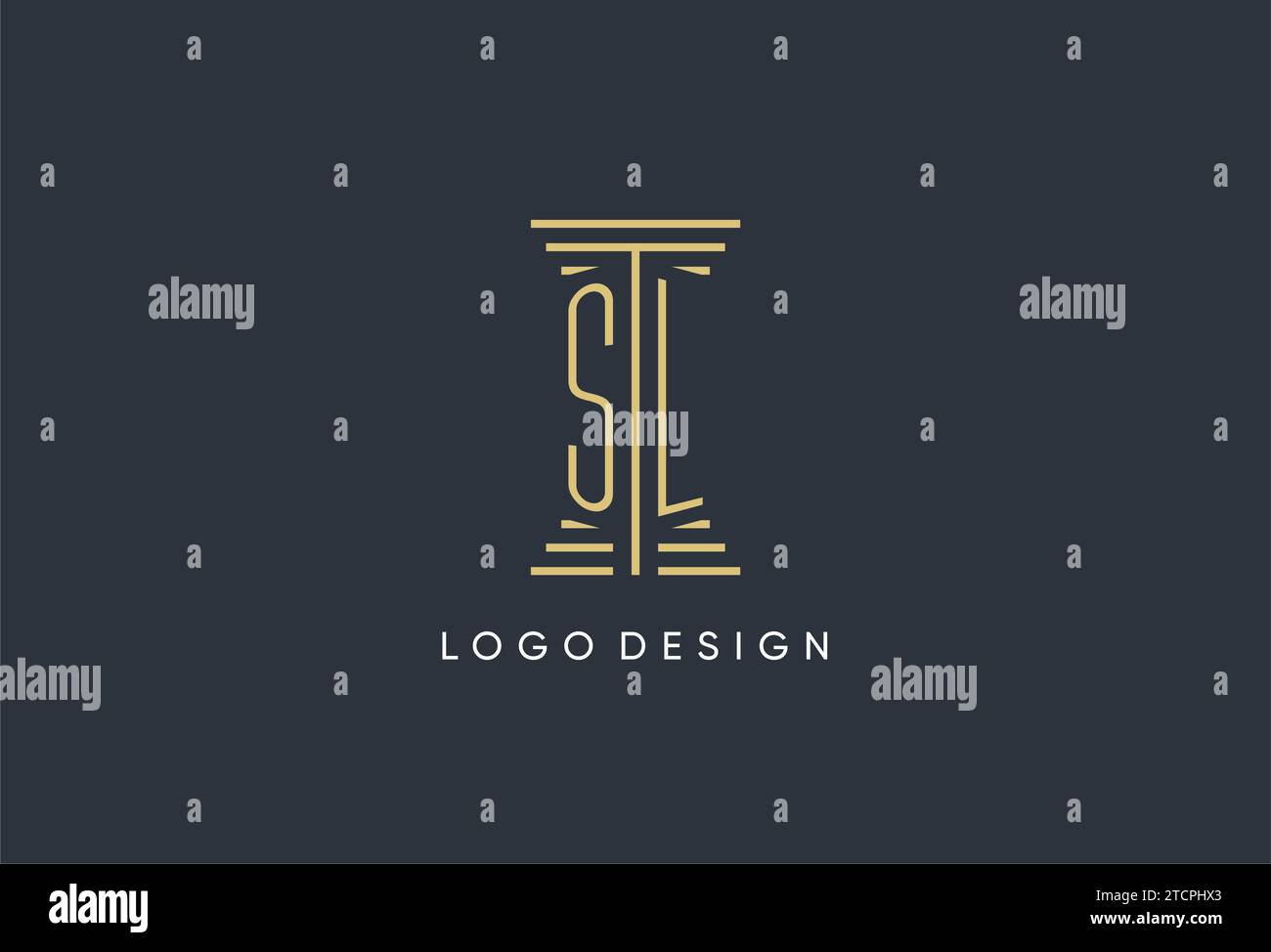 SL initial monogram with pillar shape logo design inspiration Stock ...