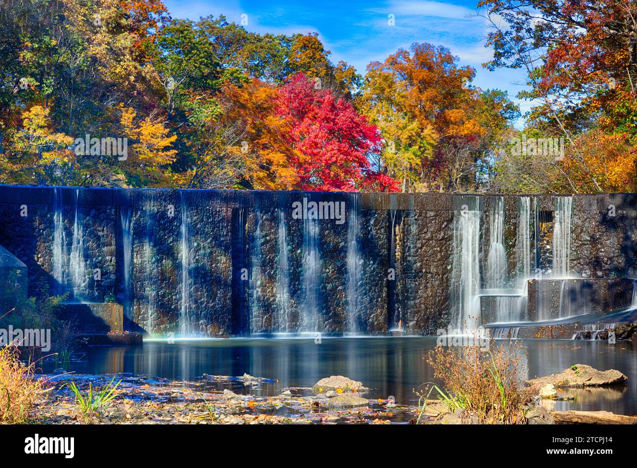 Autumn Scenic View of the Seeley's Pond Waterfall, Watchung, Union ...