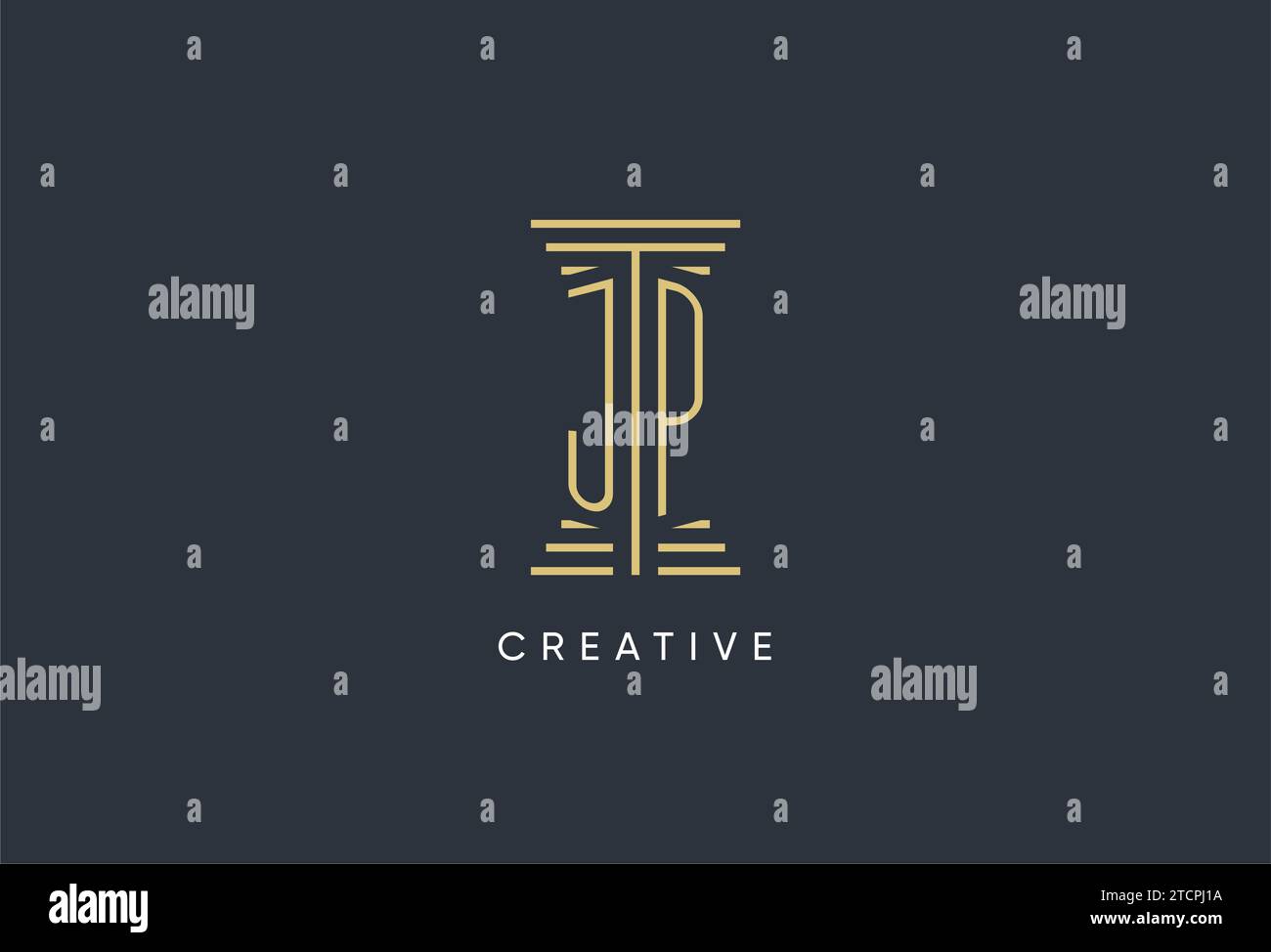 JP initial monogram with pillar shape logo design inspiration Stock ...