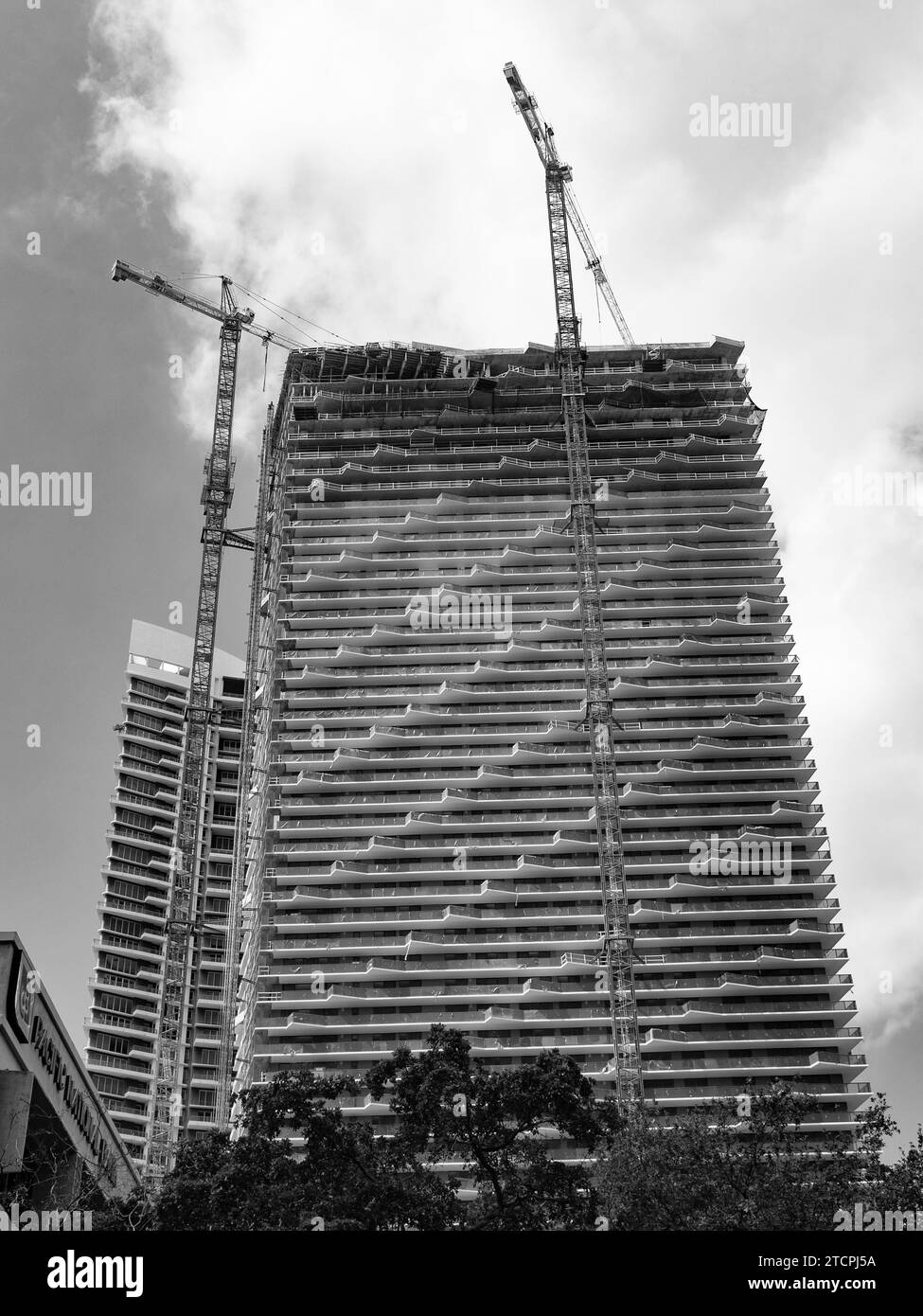 Miami, Florida USA - December 26, 2015: construction of skyscraper ...