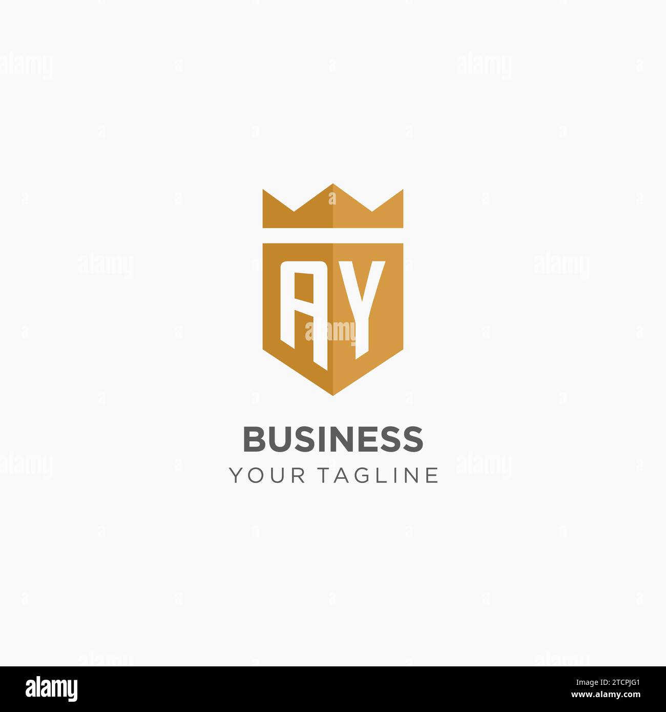 Monogram AY logo with geometric shield and crown, luxury elegant ...
