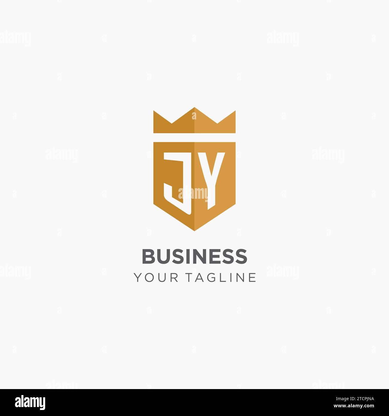 Monogram JY logo with geometric shield and crown, luxury elegant initial logo design vector ...