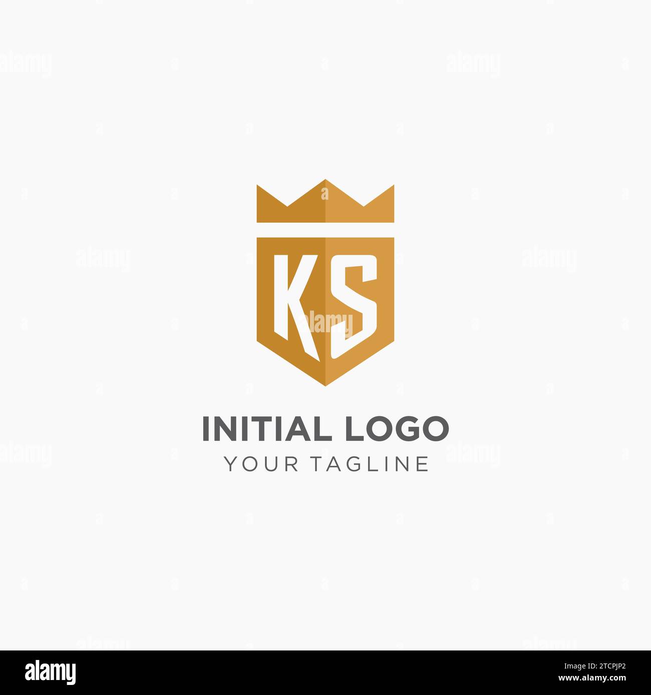 Monogram KS logo with geometric shield and crown, luxury elegant ...