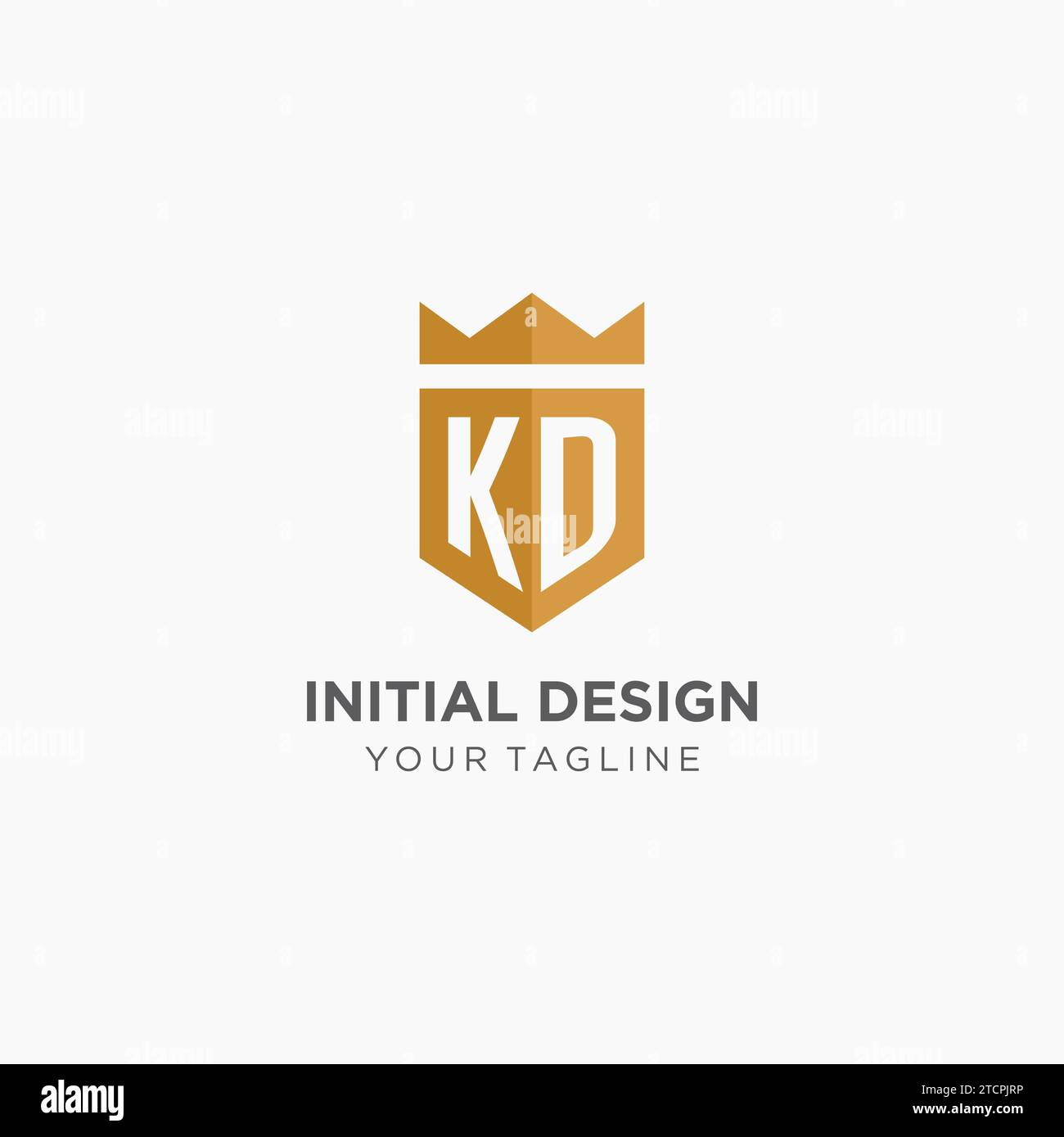 Monogram KD logo with geometric shield and crown, luxury elegant ...