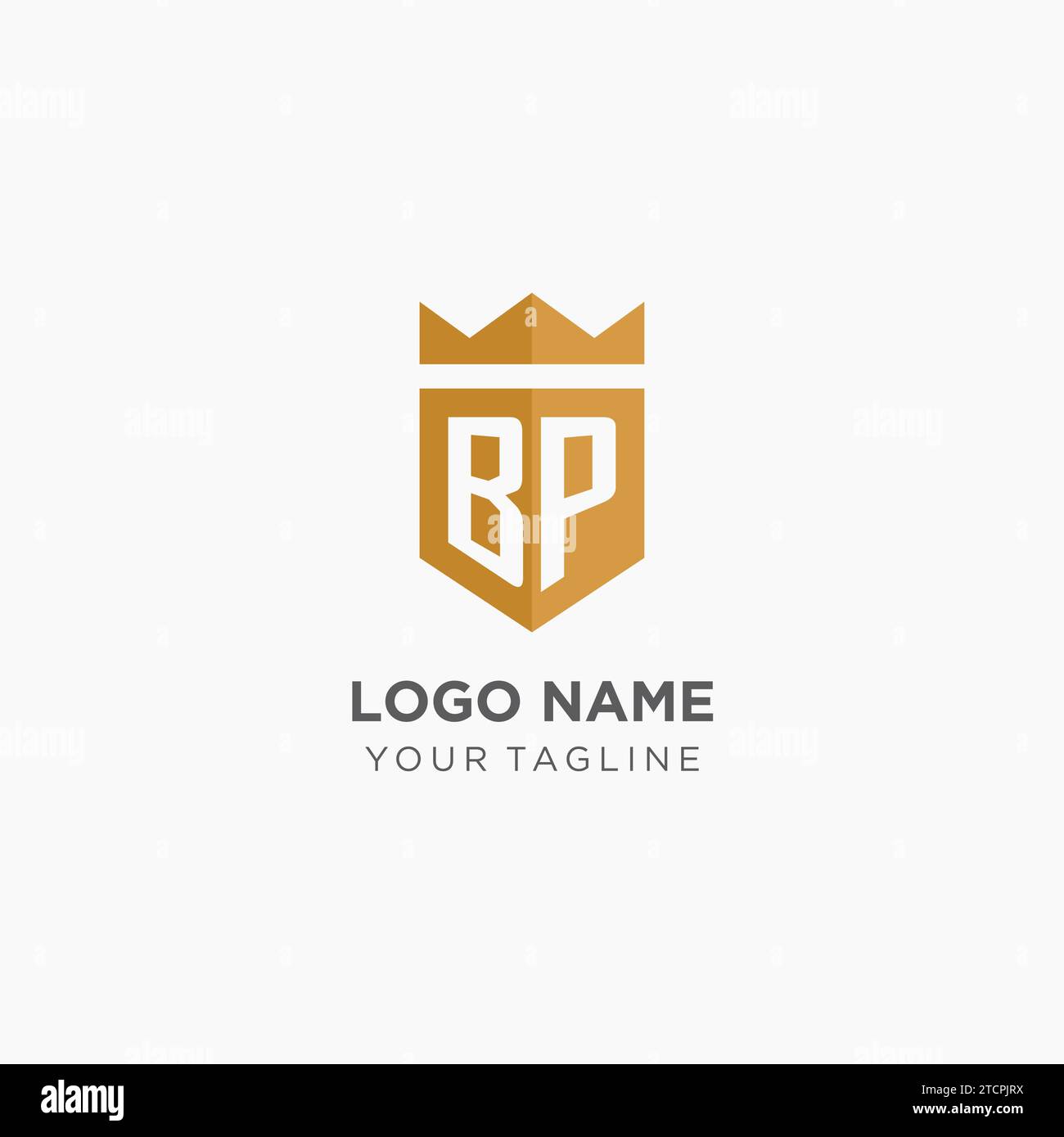 Monogram BP logo with geometric shield and crown, luxury elegant ...