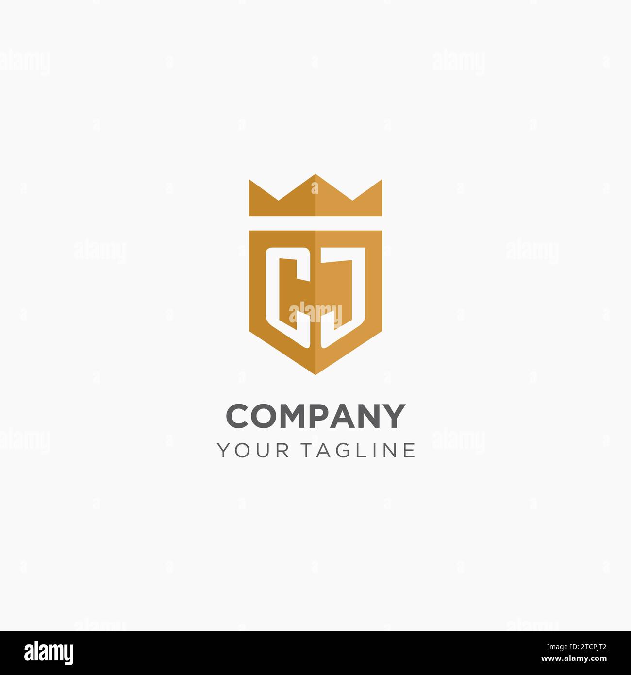Monogram CJ logo with geometric shield and crown, luxury elegant initial logo design vector ...