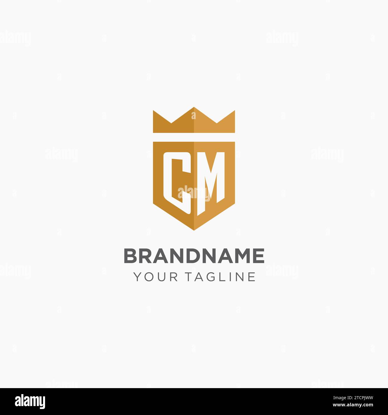 Monogram CM logo with geometric shield and crown, luxury elegant ...