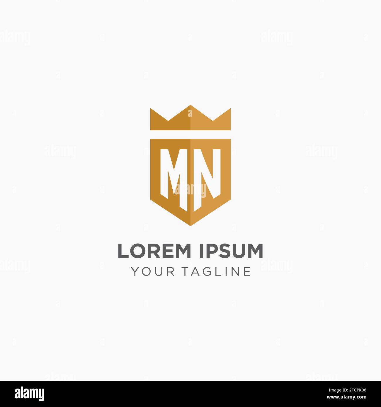 Monogram MN logo with geometric shield and crown, luxury elegant ...