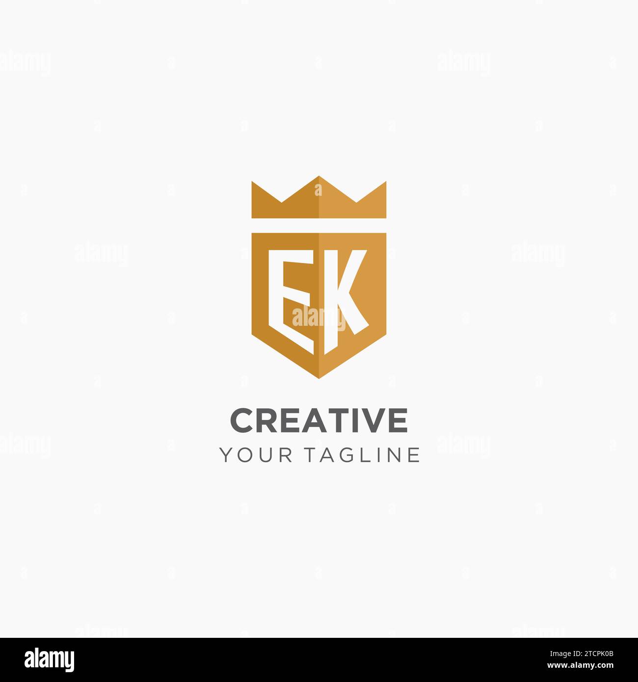 Monogram EK logo with geometric shield and crown, luxury elegant initial logo design vector ...