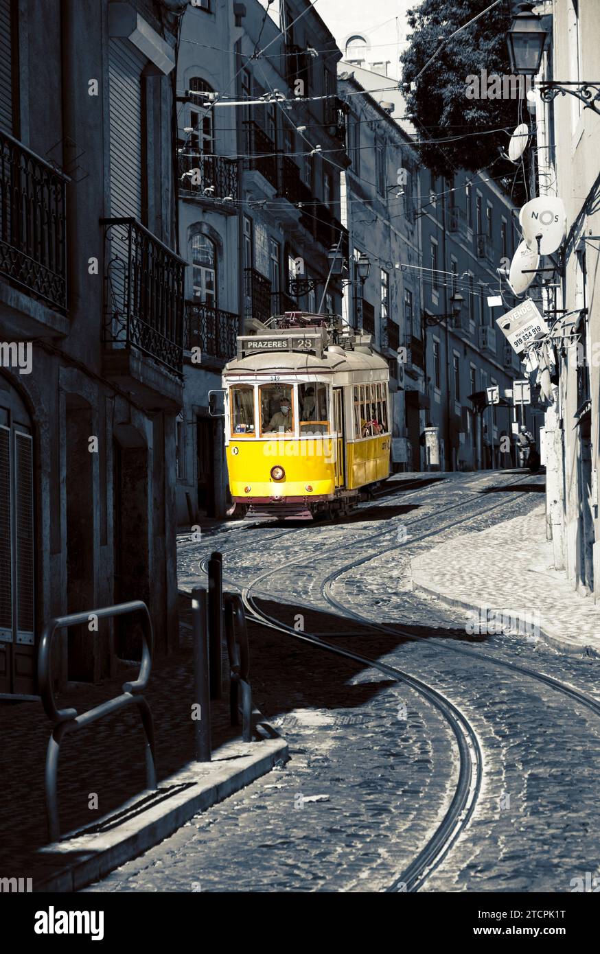 Yellow Tram No. 28 in Alfama District, Lisbon, Portugal Stock Photo - Alamy