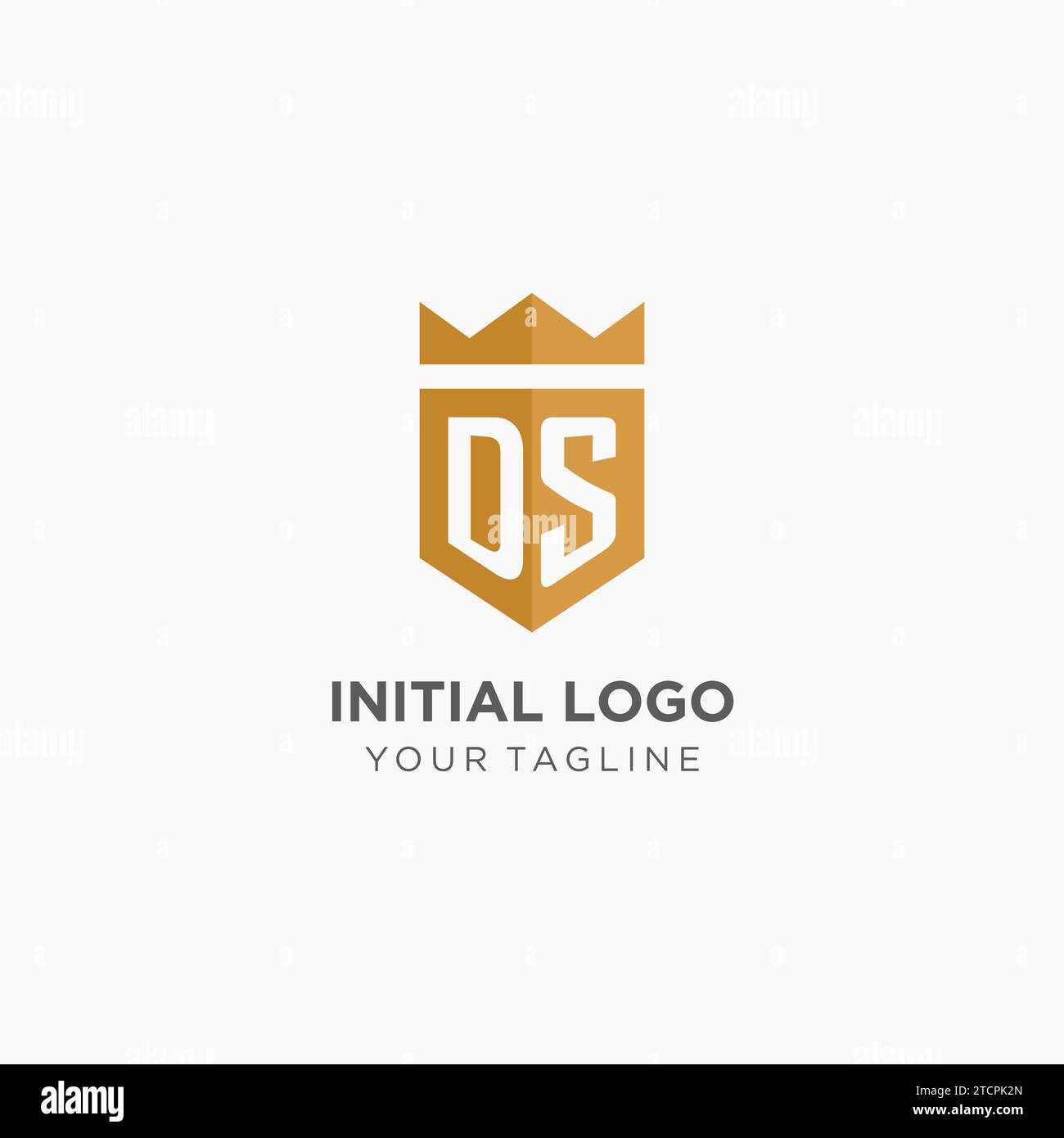 Monogram DS logo with geometric shield and crown, luxury elegant initial logo design vector ...