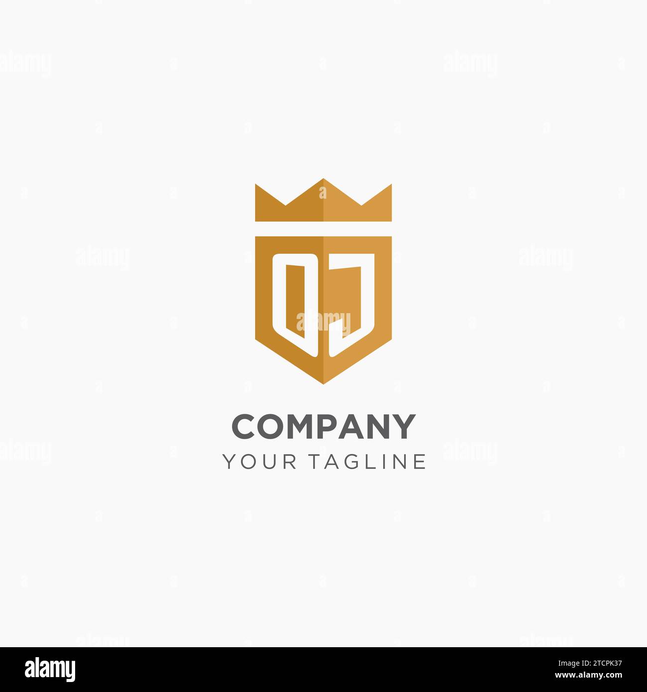 Monogram OJ logo with geometric shield and crown, luxury elegant initial logo design vector ...