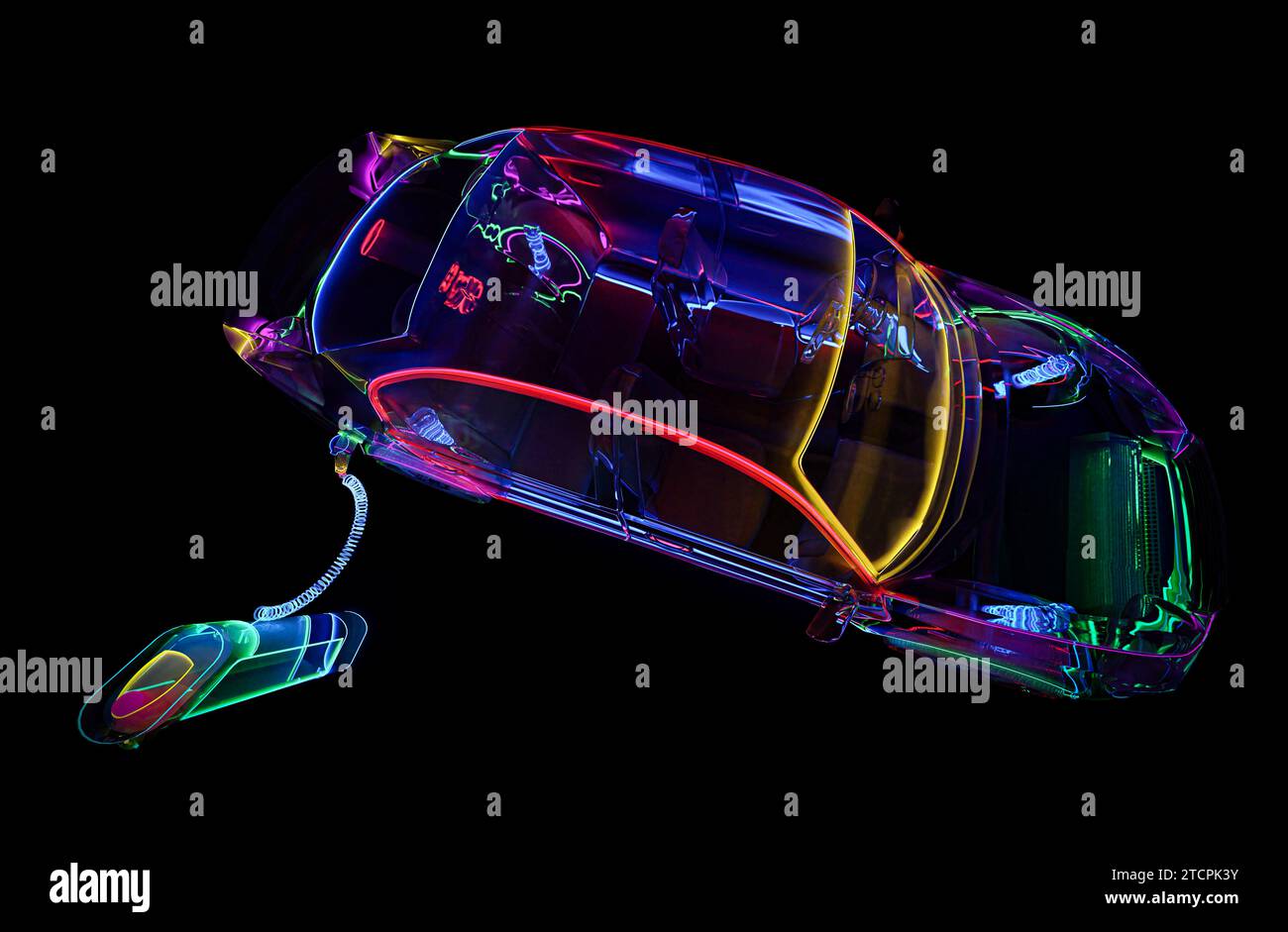 Glass Glowing Electric Car Charging Stock Photo - Alamy